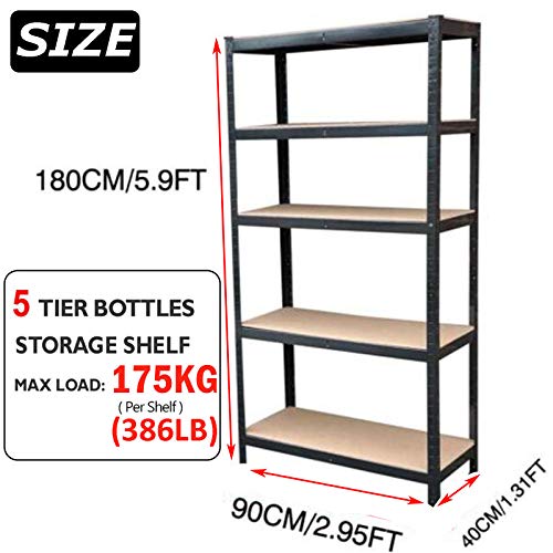 Autofather Heavy Duty Storage Rack, 5-Tier Metal Storage Shelving Unit w/Adjustable Shelves Steel for Garage, 35" W x 16" D x 70" H
