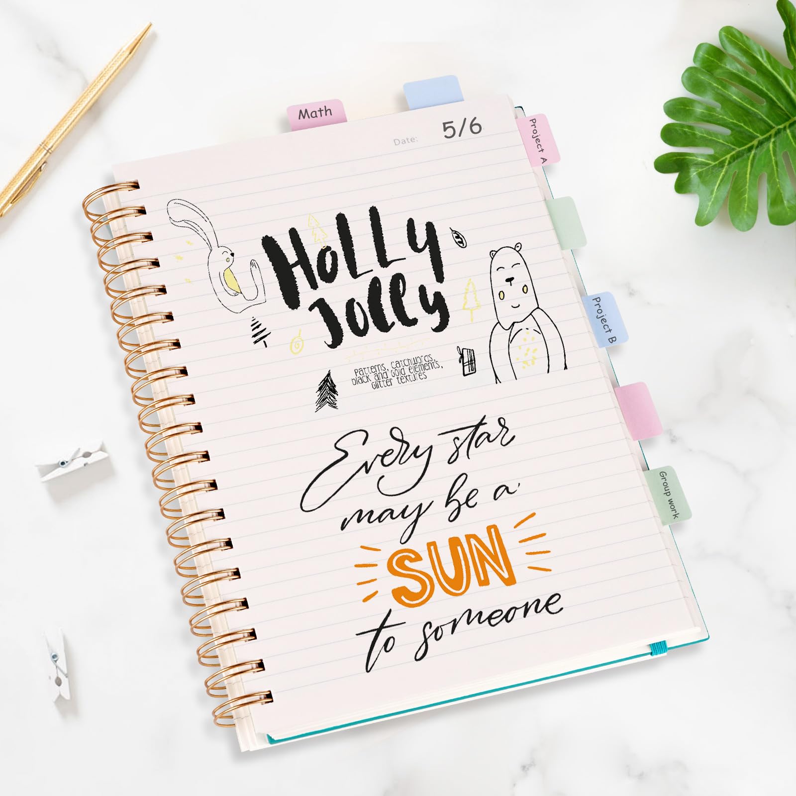 Hardcover Spiral Notebook, College Ruled Notebook Journal with 320 Pages, 7.6" X 10" Lined Journaling for Women Men, B5 Leather Writing Journals for Work, School, Office, 18pcs Index Tabs, Pink