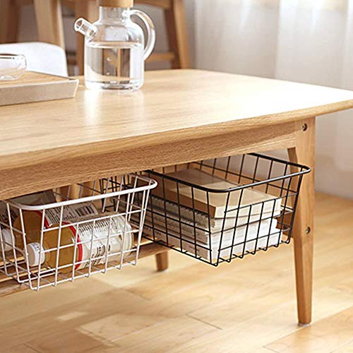 iPEGTOP Wire Storage Freezer Baskets, Set of 4 Large 15.2" Farmhouse Organizer Storage Bins Fridge Basket Rack with Handles for Kitchen Cabinets, Pantry, Office, Bathroom Organization- White