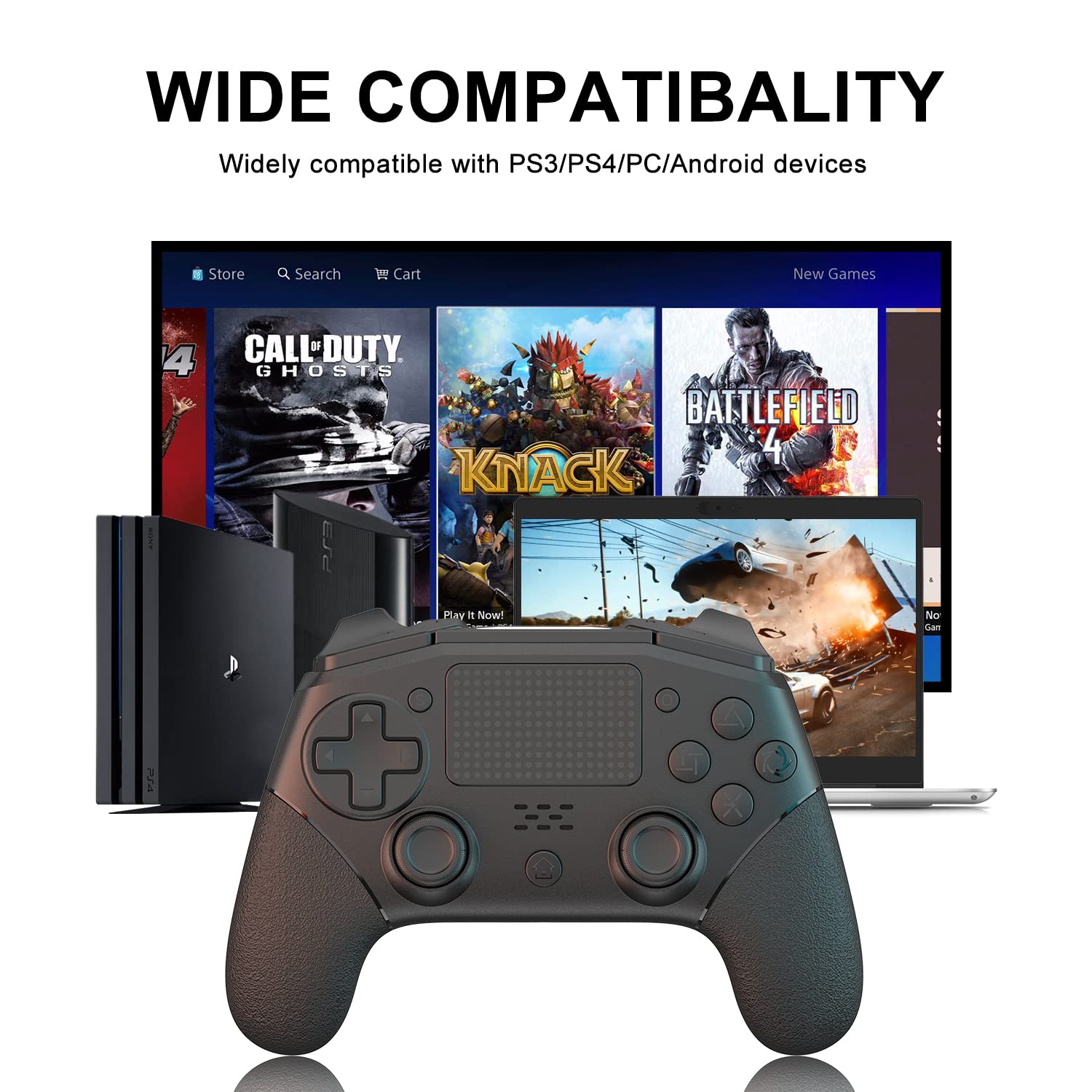 UeeVii PS4 Controller with Back Button Attachment, PS4 wireless controller with 4 Paddles for Playstation 4, Pro, Slim, PC, PS4 Console Dualshock Gamepad Joystick Remote Compatible