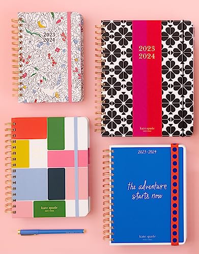 Kate Spade New York Daily Planner 2023-2024, Mega Planner August 2023 - December 2024, Hardcover Spiral Planner, Weekly Planner with Monthly Calendar, Stickers, & Pockets, Black Spade Flower