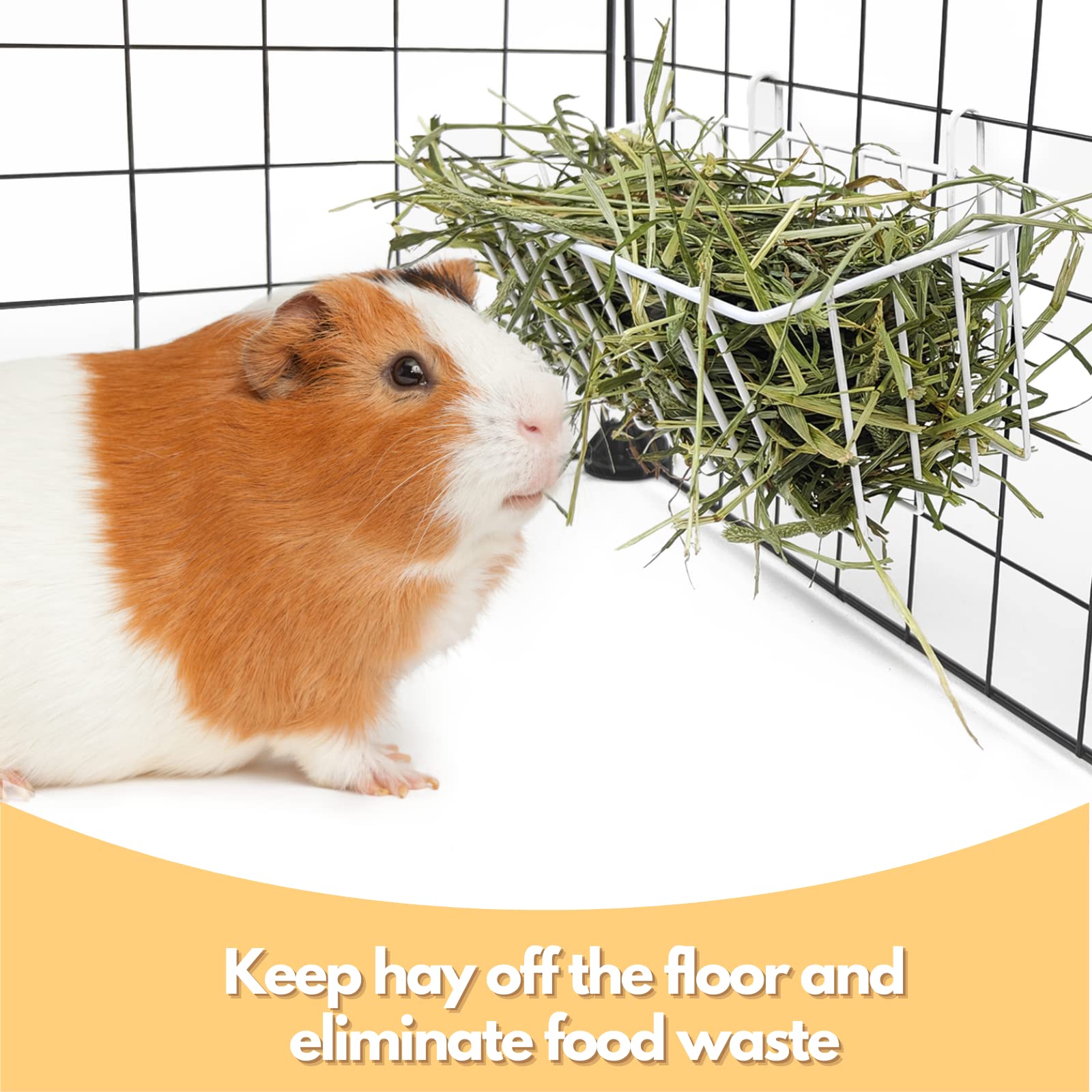 TiereCare Rabbit Hay Feeder - 2Pcs Metal Rack Hay Holder for Guinea Pig Small Animals Grass Rack for Bunny Chinchilla Cage Reduce Mess 9x4x3 Inch