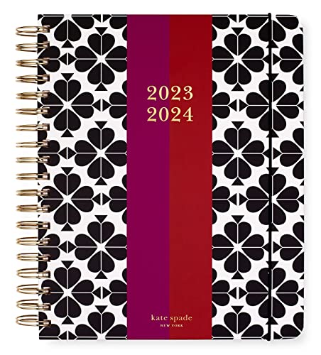 Kate Spade New York Daily Planner 2023-2024, Mega Planner August 2023 - December 2024, Hardcover Spiral Planner, Weekly Planner with Monthly Calendar, Stickers, & Pockets, Black Spade Flower