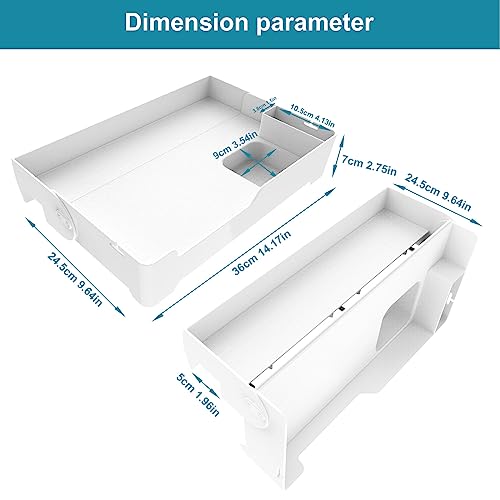 JUMEIHUI Folding Bedside Shelf for Bed College Dorm,Bunk Bed Shelf for Top Bunk,Bed Shelf Organizer with Cup Holder,Bed Accessories,Bedside Organizer for Phones,Kindle,Book,Remote,CPAP(White)