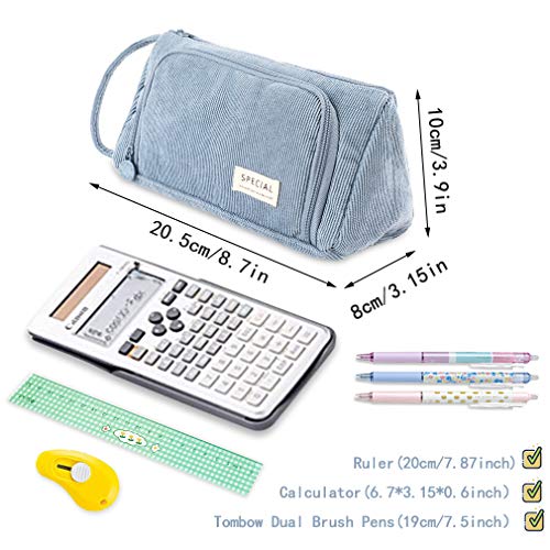 iSuperb Big Capacity Pencil Case Corduroy Large Pencil Pouch Portable Pen Bag Zipper Organizer Makeup Cosmetic Bags for Women Office