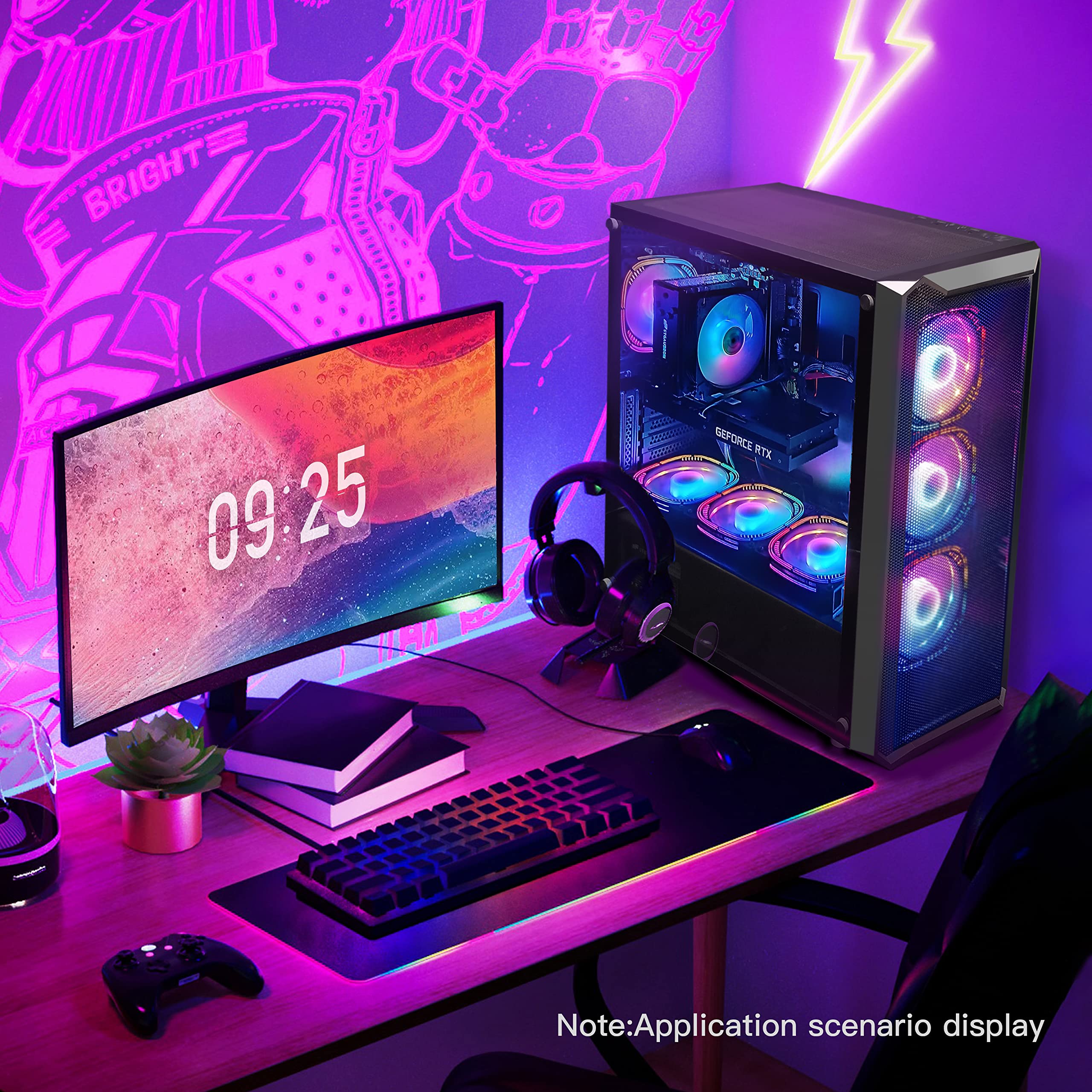STGAubron Gaming PC Computer Desktop, GeForce RTX 3070 8G, Intel Core i9-11900KF up to 5.3G, 32G DDR4, 2T SSD, WiFi, BT 5.0, RGB Fan x7, RGB BT Sound Bar & Gaming Mic, Windows 11 Home