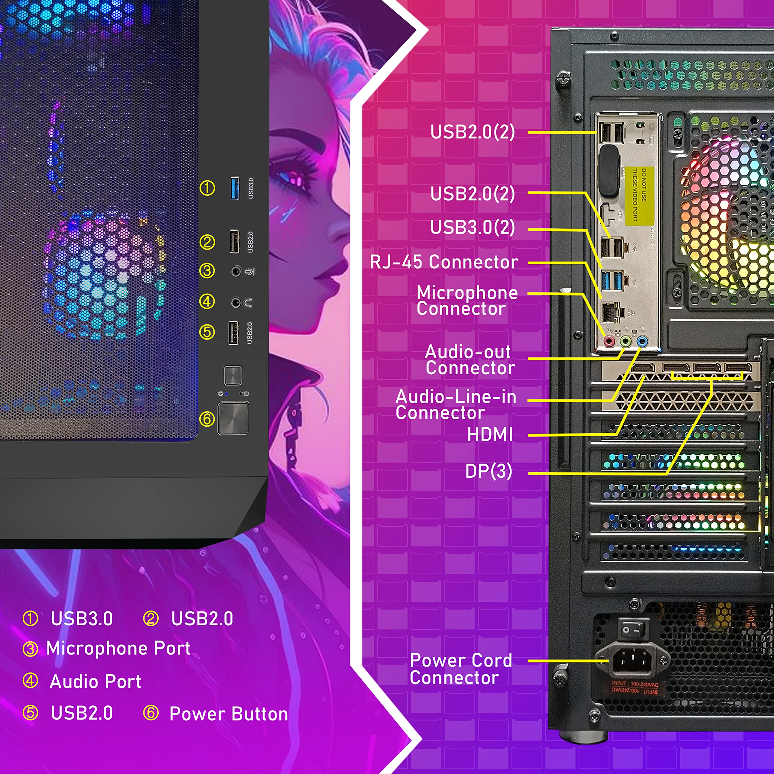 STGAubron Gaming PC Computer Desktop, GeForce RTX 3070 8G, Intel Core i9-11900KF up to 5.3G, 32G DDR4, 2T SSD, WiFi, BT 5.0, RGB Fan x7, RGB BT Sound Bar & Gaming Mic, Windows 11 Home