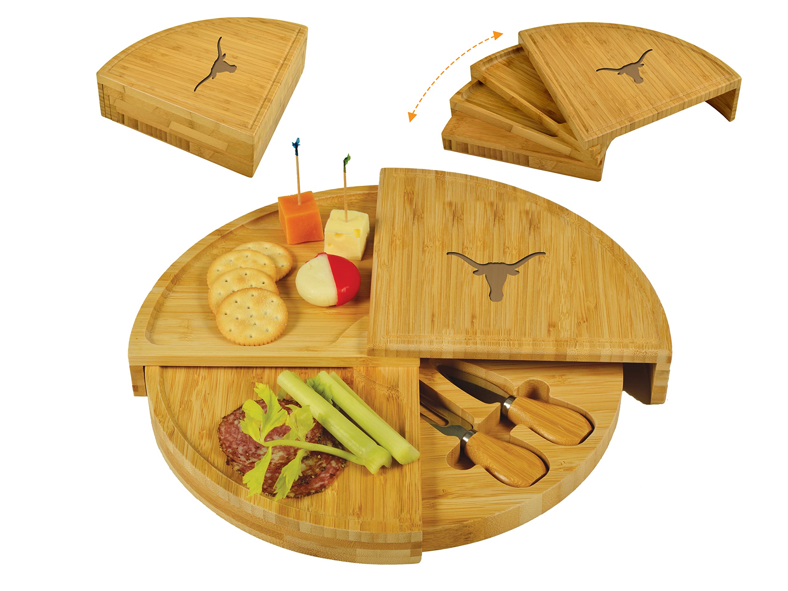 NCAA Texas Longhorns Officially Licensed Multi Level Swiveling Patented Cheese Board 14" Diameter by Picnic at Ascot