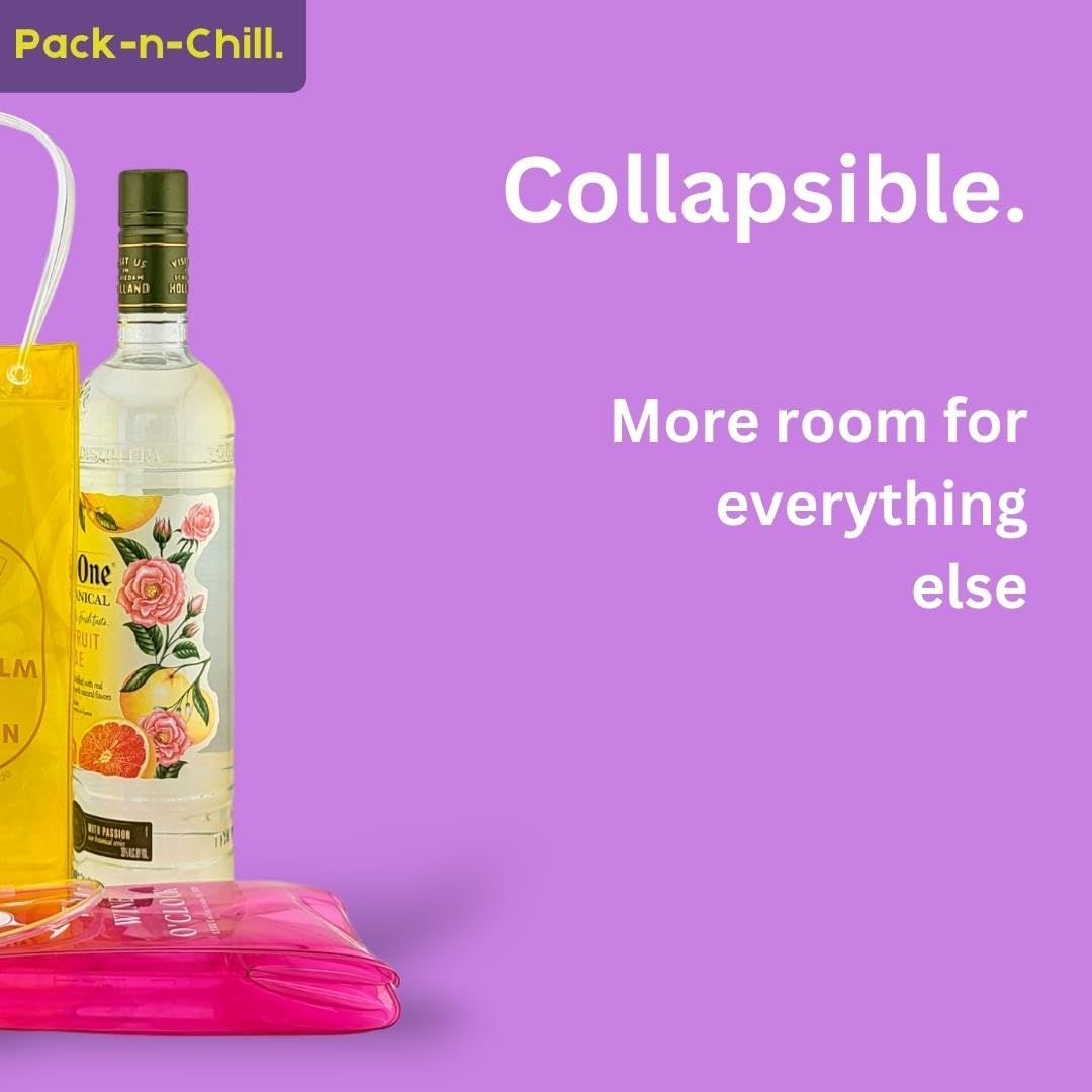 Wine Chiller (Pink), Portable Ice Wine Bag with Handles, Collapsible, Cools Wine Champagne Beers Ice Drinks in Minutes Anywhere You Go, Wine Gift Bag