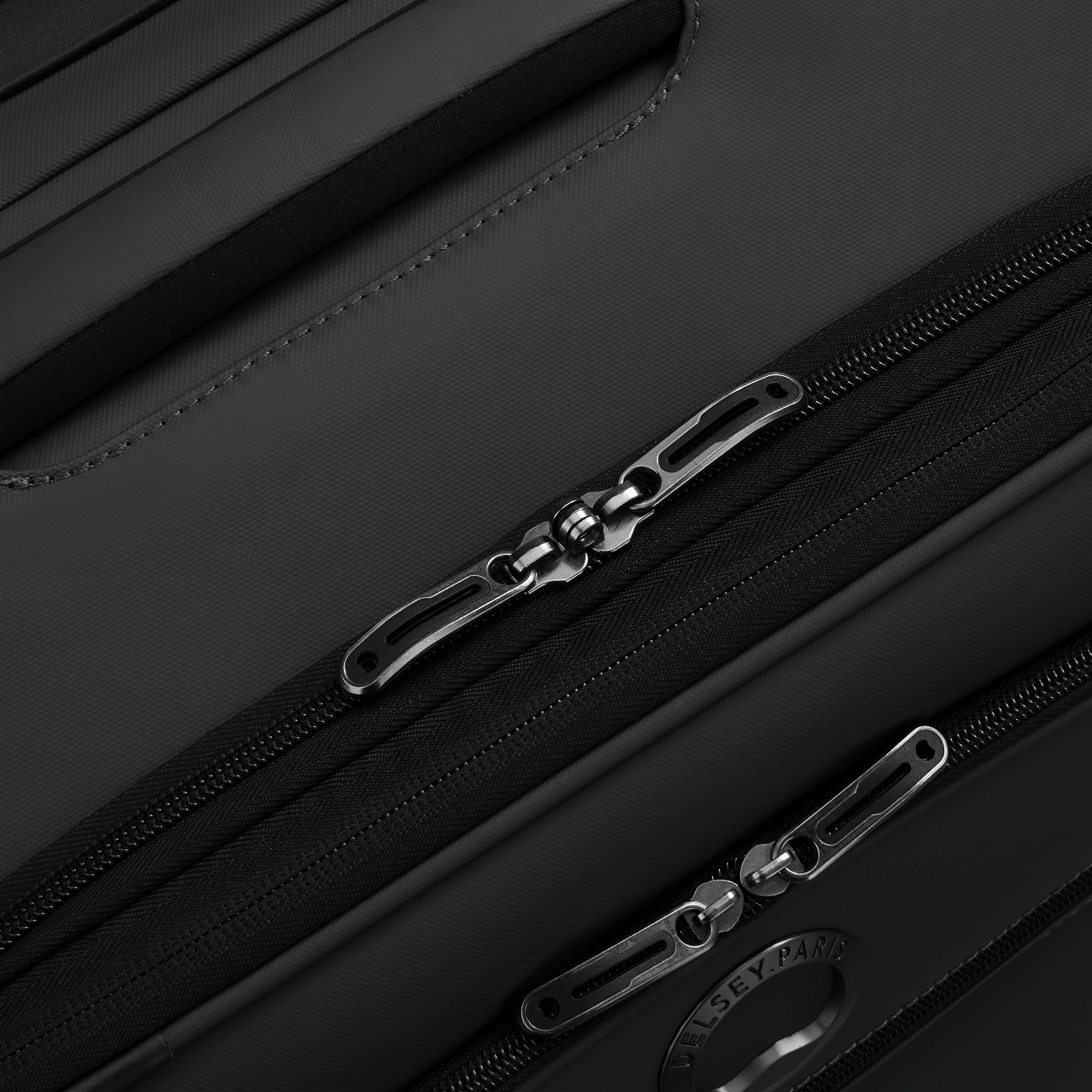 DELSEY PARIS Sky Lite 24-Inch Medium Lightweight Check-In Luggage - Water-Resistant Polyester, Dual Spinner Wheels, Multiple Exterior Pockets, Black - Softside Bag for Easy Travel