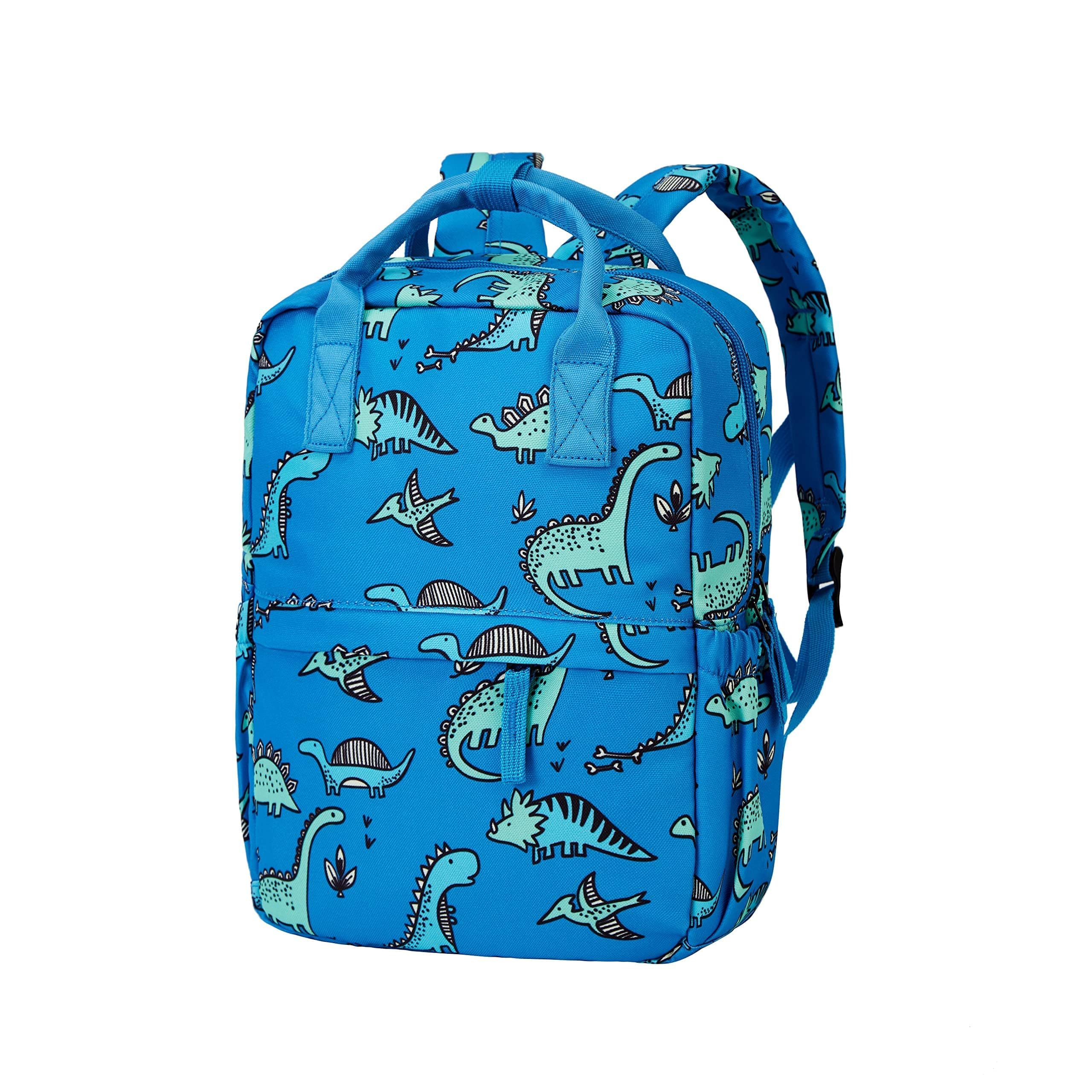 Cute Preschool Backpack Toddler School Book Bag for Girls Boys Kids Kindergarten Nursery Travel Bag with Chest Strap(15inch, Blue Dinosaur)
