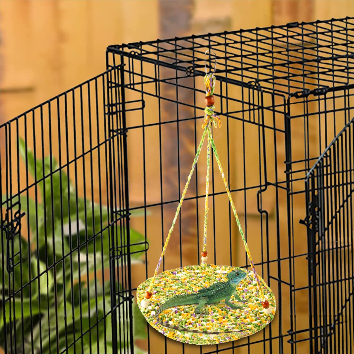 Reptile Hammock Swing Hanging Bed, Cute Lizard Swing Toy, Cotton Lizard Bed, Reptile Summer Bed for Bearded Dragon Leopard Gecko Lizard Birds Parrots Rats (D)