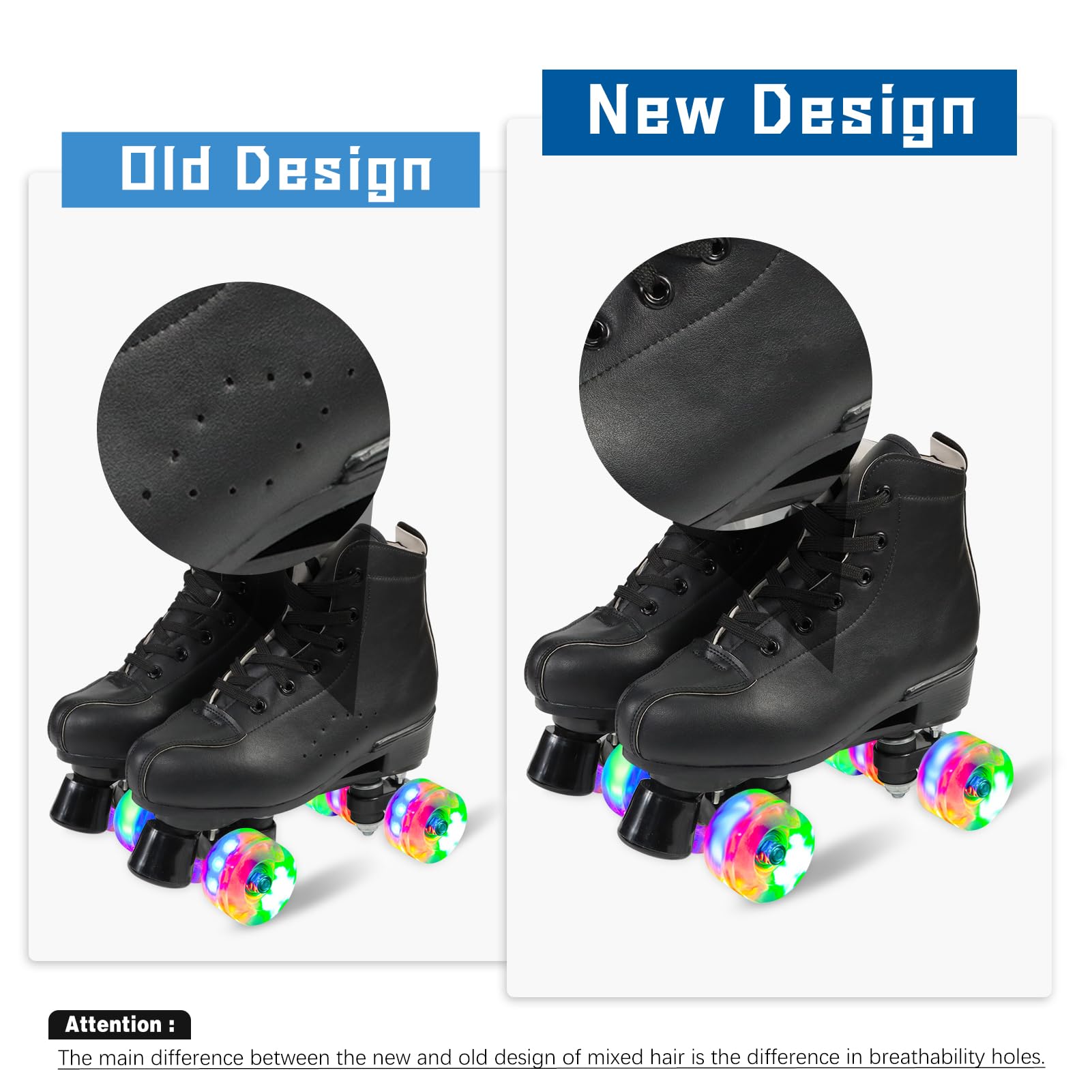 Roller Skates for Men and Women,Derby Roller Skates Professional Outdoor Indoor, Adjustable Four Wheel Senior Roller Skates(Women's 11 / Men's 10)