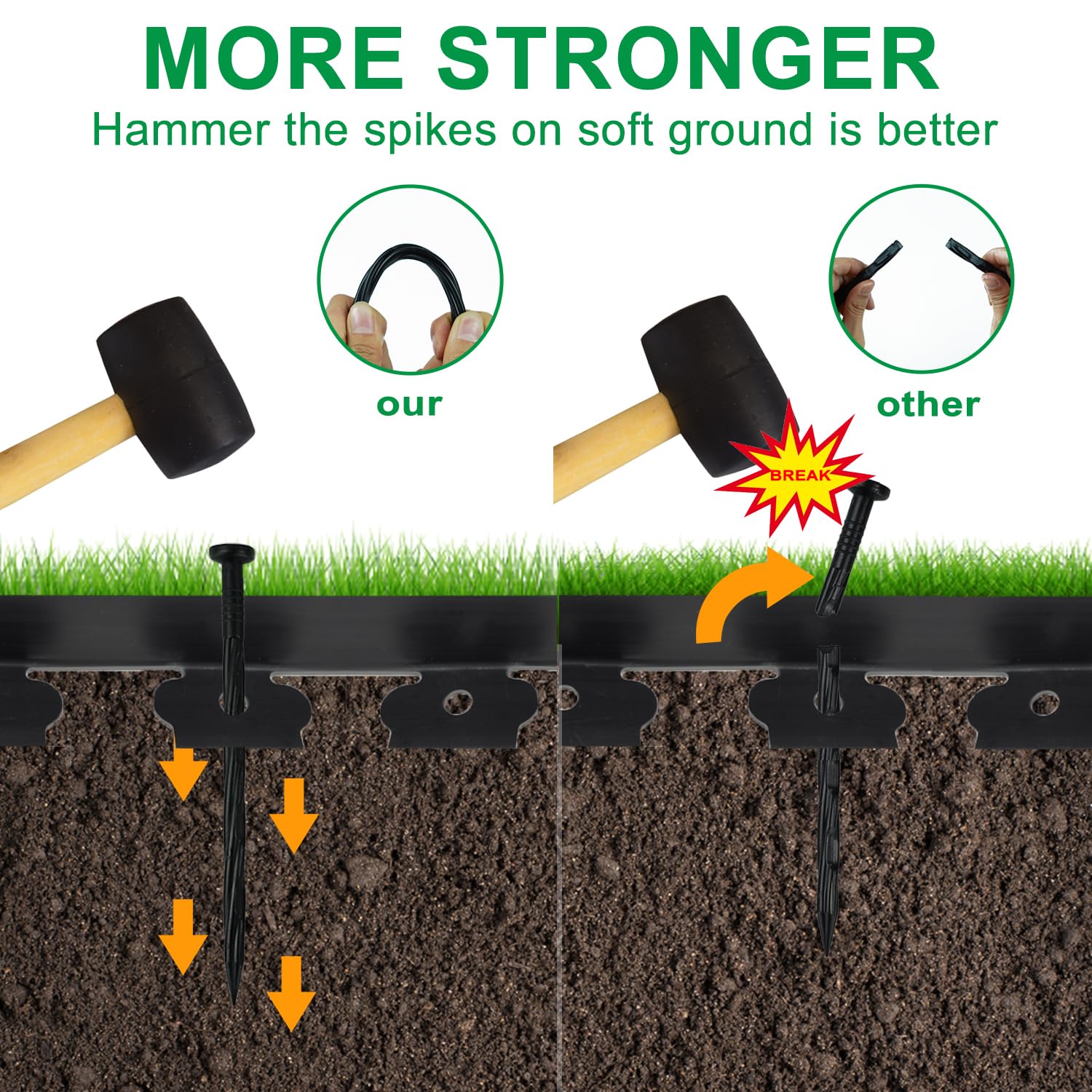 Hugeleaf 1.5 Inch x 99 Feet No Dig Landscape Edging, Garden Edging Border Coil with 90pcs Spikes, Paver Edging for Lawn, Flower Garden, Yard, Landscaping (Black)