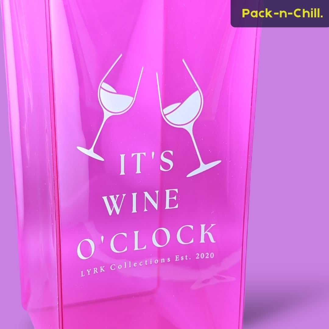Wine Chiller (Pink), Portable Ice Wine Bag with Handles, Collapsible, Cools Wine Champagne Beers Ice Drinks in Minutes Anywhere You Go, Wine Gift Bag