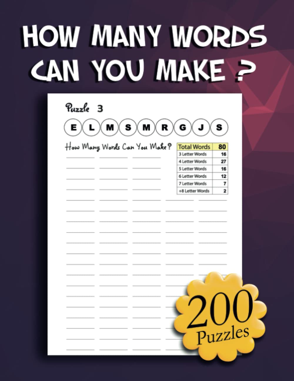How Many Words Can You Make ?: 200 Puzzles for Seniors, 8.50 x 11 in, Puzzles & Solutions
