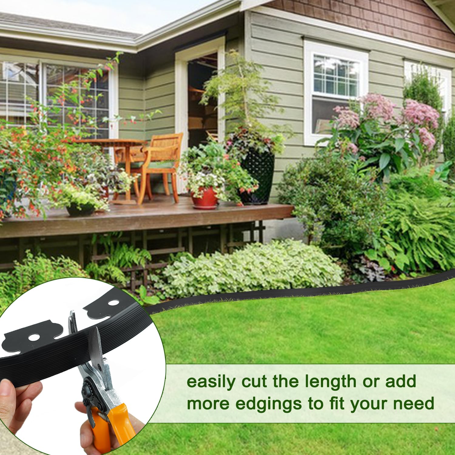 Hugeleaf 1.5 Inch x 99 Feet No Dig Landscape Edging, Garden Edging Border Coil with 90pcs Spikes, Paver Edging for Lawn, Flower Garden, Yard, Landscaping (Black)