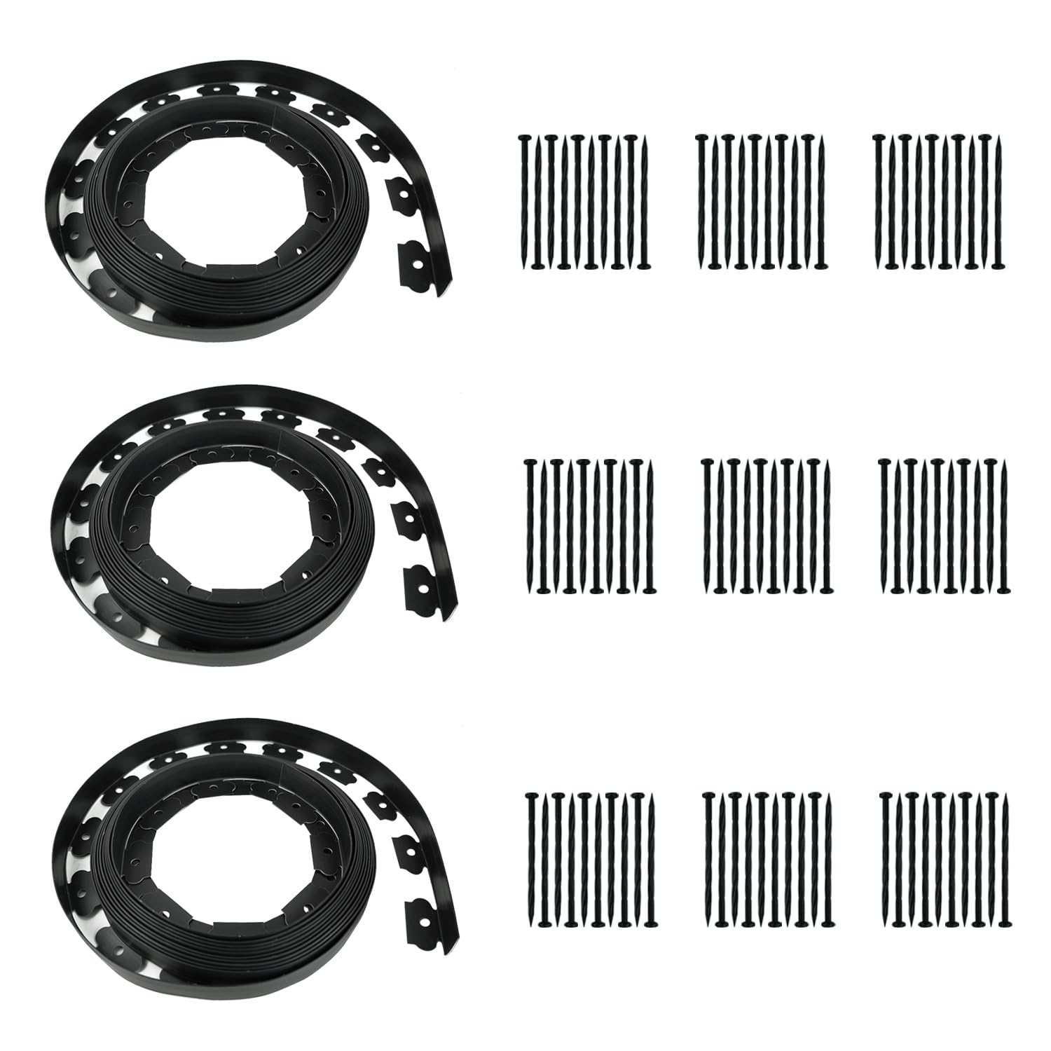 Hugeleaf 1.5 Inch x 99 Feet No Dig Landscape Edging, Garden Edging Border Coil with 90pcs Spikes, Paver Edging for Lawn, Flower Garden, Yard, Landscaping (Black)