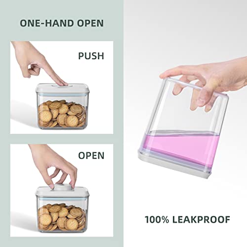 EQI Pop Airtight Food Storage Containers with Lids - Stackable Kitchen Pantry Organizing Containers for Cereal, Snacks, Sugar, and Coffee - Set of 3 (1.2 qt, 1.2 qt, 2.7 qt)