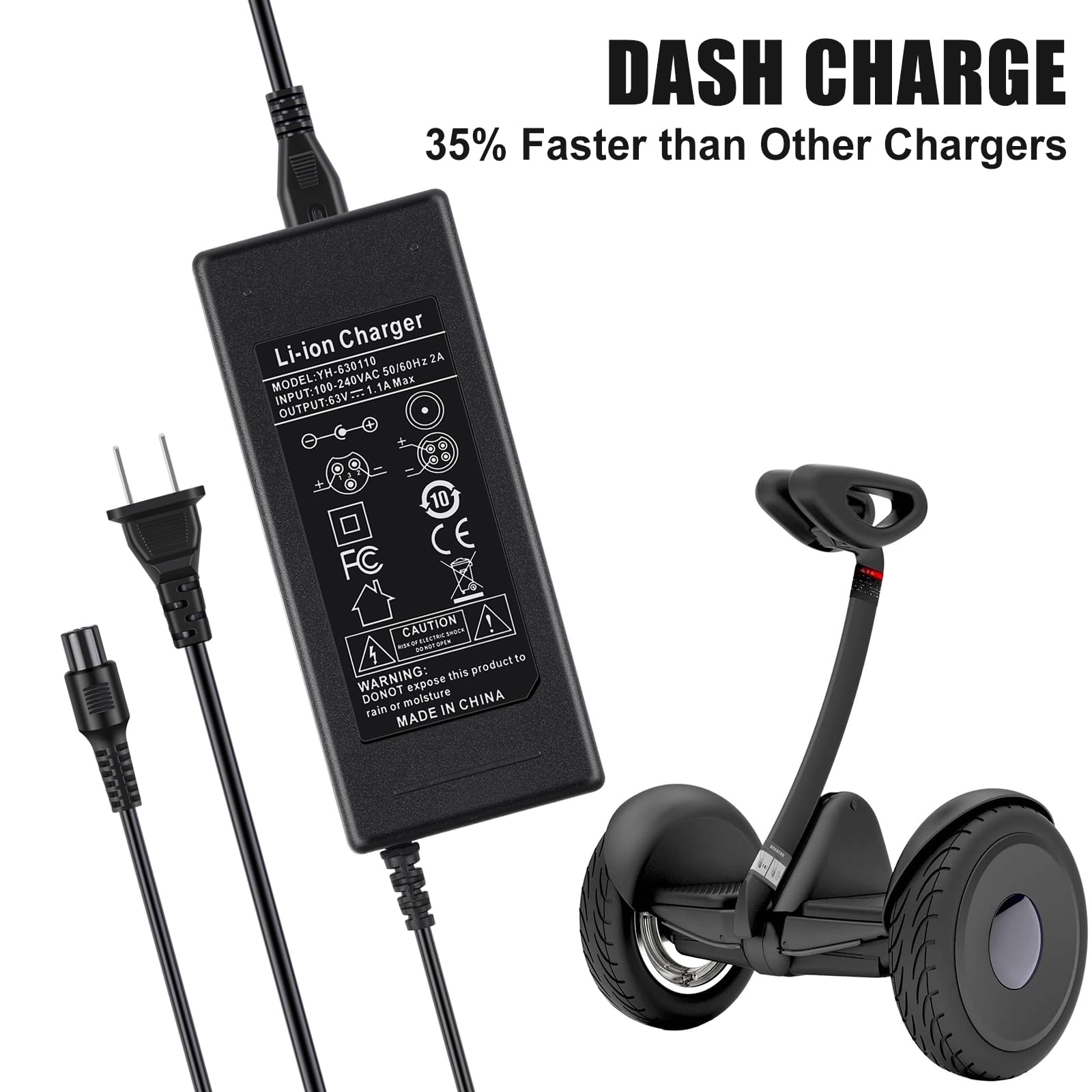 63V 4 Prong Charger for Ninebot S (Not for S-Plus) / Mini PRO/Mini lite / L8 / One A1/ One S2/ S-MAX, N3M240, GoKart Kit, Gokart PRO, 4-Pin fits for Segway Ninebot Charger