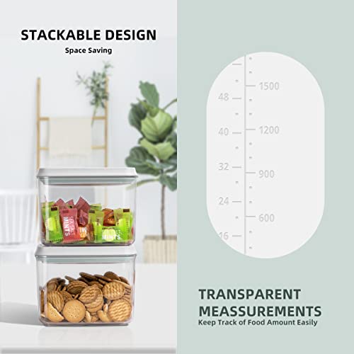 EQI Pop Airtight Food Storage Containers with Lids - Stackable Kitchen Pantry Organizing Containers for Cereal, Snacks, Sugar, and Coffee - Set of 3 (1.2 qt, 1.2 qt, 2.7 qt)