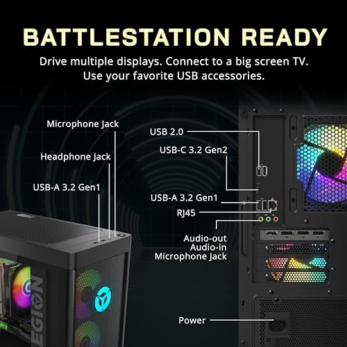 Lenovo Legion 5i Tower Gen 7 Gaming Desktop, Intel Core i7-12700 Processor, 64GB DDR5 RAM, 4TB PCIe SSD + 4TB HDD, NVIDIA GeForce RTX 3060 12G DDR6, Win 11 Pro, Black, 32GB Hotface USB Card
