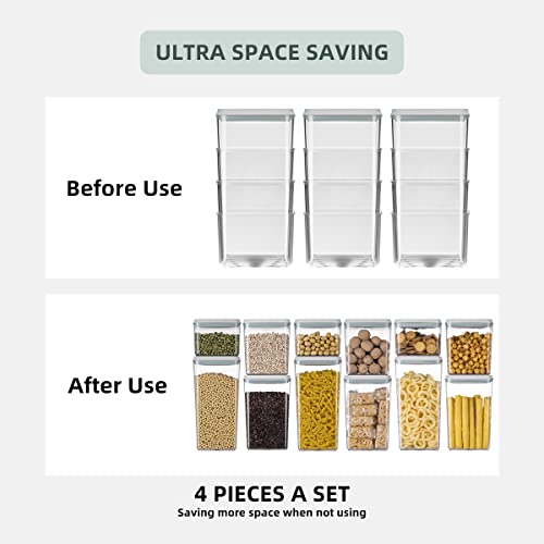 EQI Pop Airtight Food Storage Containers with Lids - Stackable Kitchen Pantry Organizing Containers for Cereal, Snacks, Sugar, and Coffee - Set of 3 (1.2 qt, 1.2 qt, 2.7 qt)