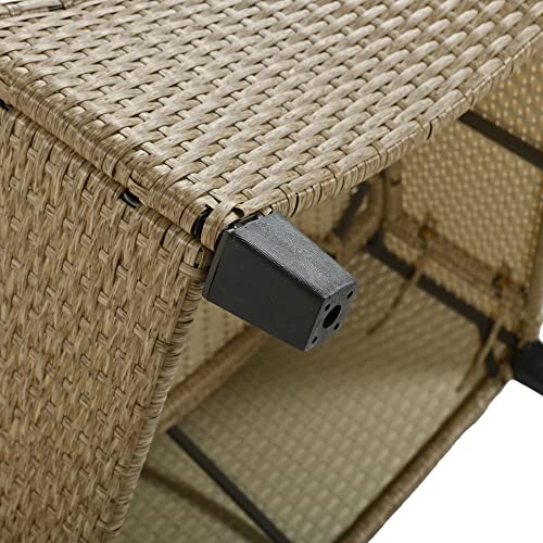 XD Designs 6-Persons Outdoor Half Round Patio Rattan Sectional Sofa Set, All Weather PE Wicker Free Combination Conversation Sofa Set with Thick Cushions and Coffee Table for Garden Yard (Brown+Gray)