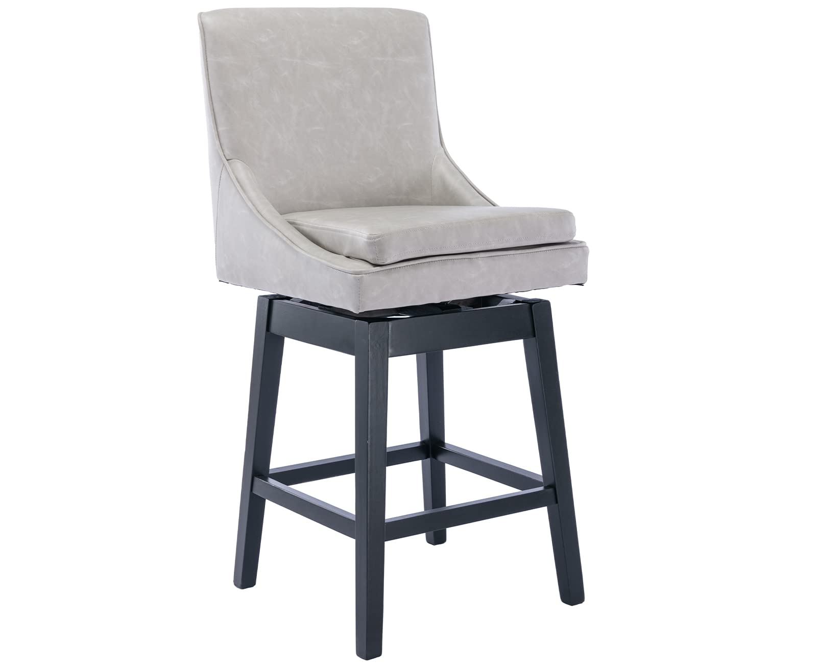 Kmax PU Leather Counter Height Bar Stools Swivel Modern Bar Stools with Wood Legs Footrest for Dining Room Kitchen Island, Set of 2- Beige