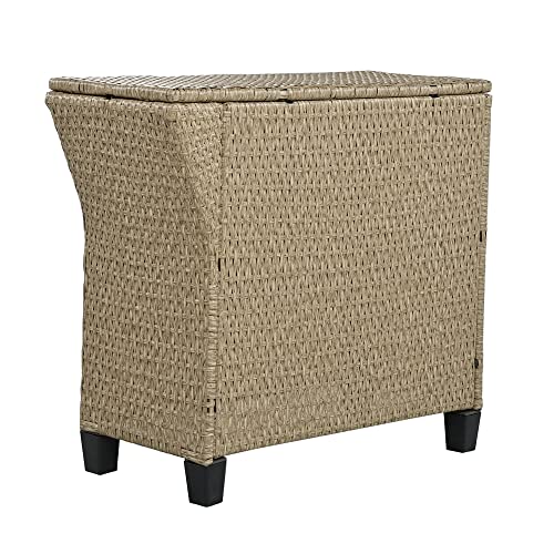 XD Designs 6-Persons Outdoor Half Round Patio Rattan Sectional Sofa Set, All Weather PE Wicker Free Combination Conversation Sofa Set with Thick Cushions and Coffee Table for Garden Yard (Brown+Gray)