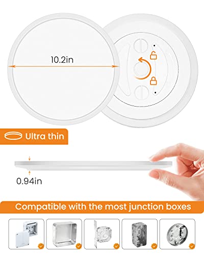 slochi Flush Mount 4PACK Ceiling Light (Milk White Shell), 24Watt Dimmable & 3 Color Temperatures in One(3000k/4500k/6000k Ceiling Lamp 10.2Inch Led Ceiling Light for Kitchen Bedroom Hallway