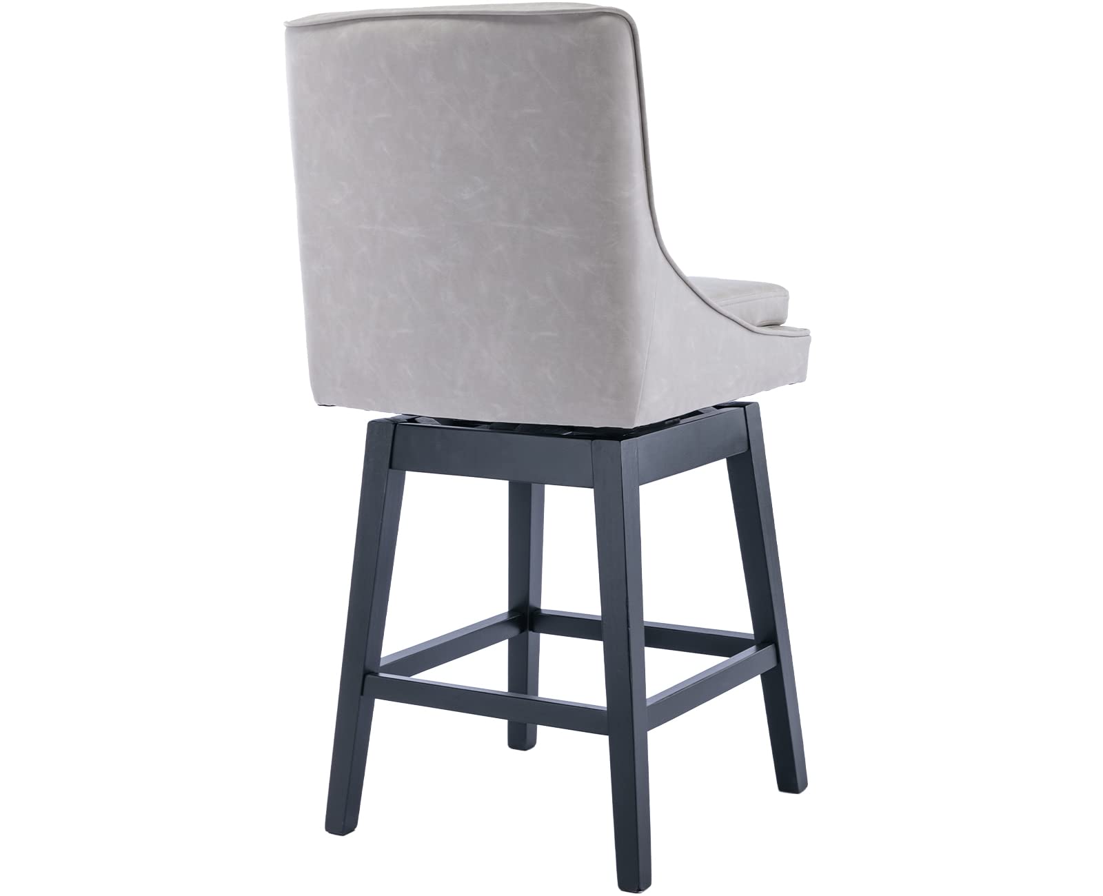 Kmax PU Leather Counter Height Bar Stools Swivel Modern Bar Stools with Wood Legs Footrest for Dining Room Kitchen Island, Set of 2- Beige