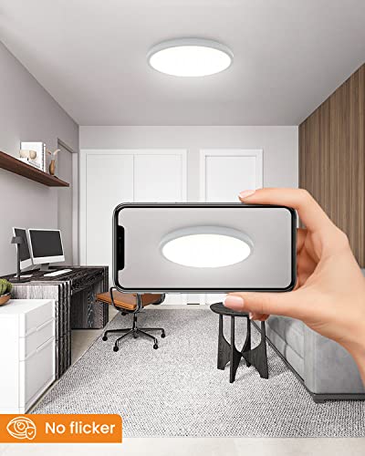slochi Flush Mount 4PACK Ceiling Light (Milk White Shell), 24Watt Dimmable & 3 Color Temperatures in One(3000k/4500k/6000k Ceiling Lamp 10.2Inch Led Ceiling Light for Kitchen Bedroom Hallway