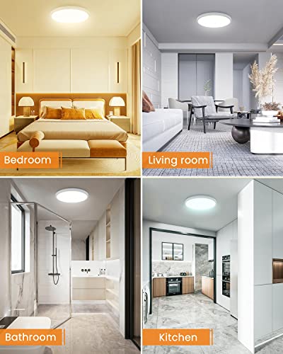 slochi Flush Mount 4PACK Ceiling Light (Milk White Shell), 24Watt Dimmable & 3 Color Temperatures in One(3000k/4500k/6000k Ceiling Lamp 10.2Inch Led Ceiling Light for Kitchen Bedroom Hallway