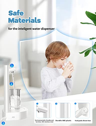 Bedside Water Dispenser for Bedroom Nightstand - Desktop Water Dispenser for 5 Gallon Bottle - Tabletop Wireless Water Dispenser - Type-C Charging