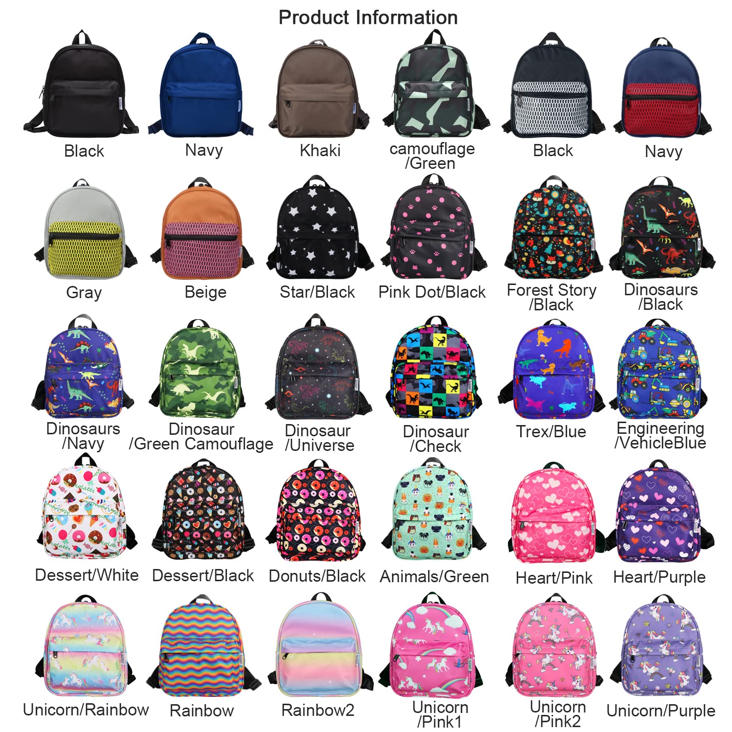 BIGHAS Lightweight Toddler Kids Backpack with Chest Strap For Boys and Girls, Preschool Kindergarten 3-6 Years Old 30 Colors (Trex/Blue)