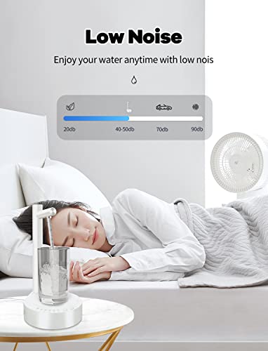 Bedside Water Dispenser for Bedroom Nightstand - Desktop Water Dispenser for 5 Gallon Bottle - Tabletop Wireless Water Dispenser - Type-C Charging