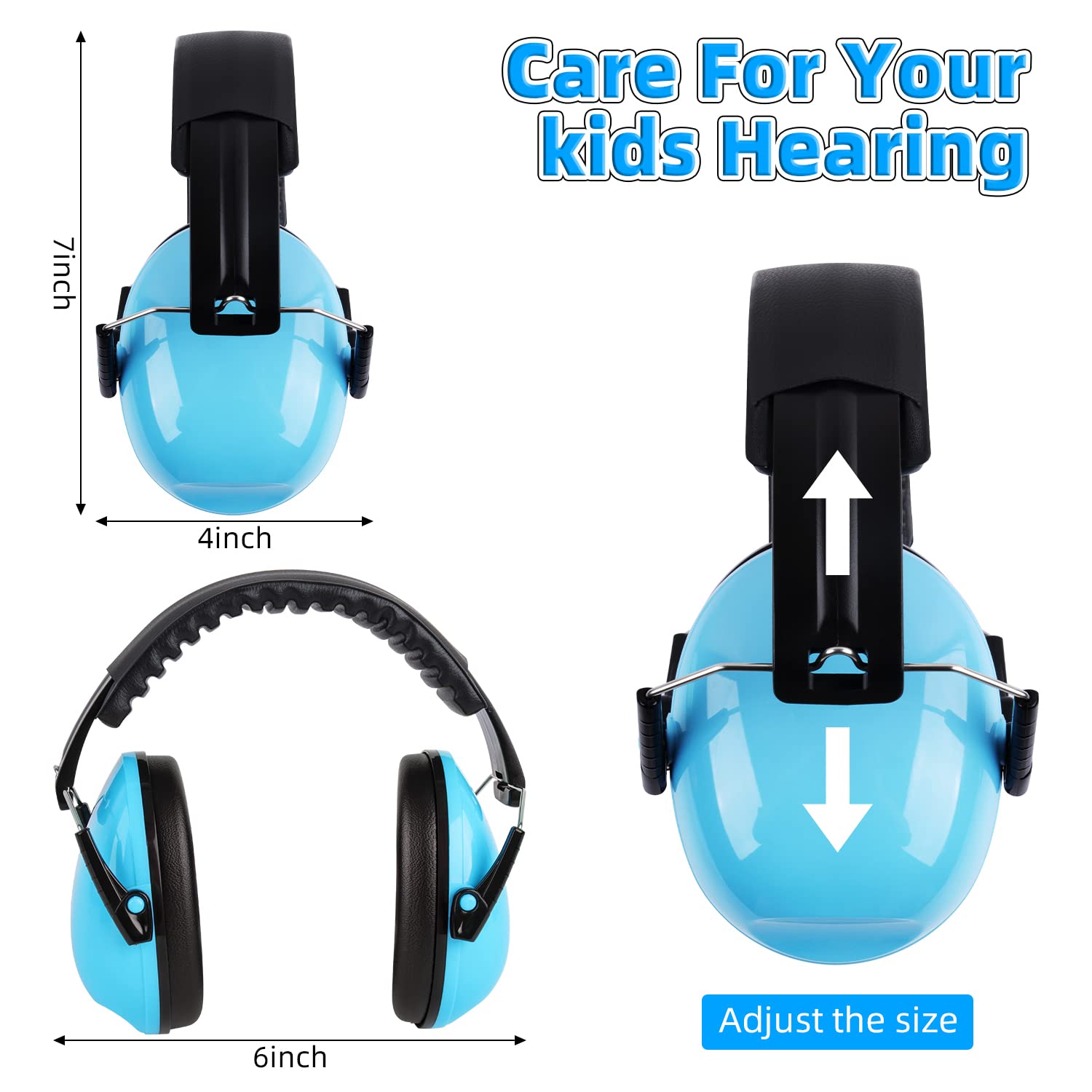 VOKIWILL 2-PACK Kids Ear Protection Earmuffs, Adjustable Safety Hearing Protection Headphones Noise Reduction Earmuff for Kids Toddlers 25NRR Noise Cancelling Earmuffs (Green, Blue)