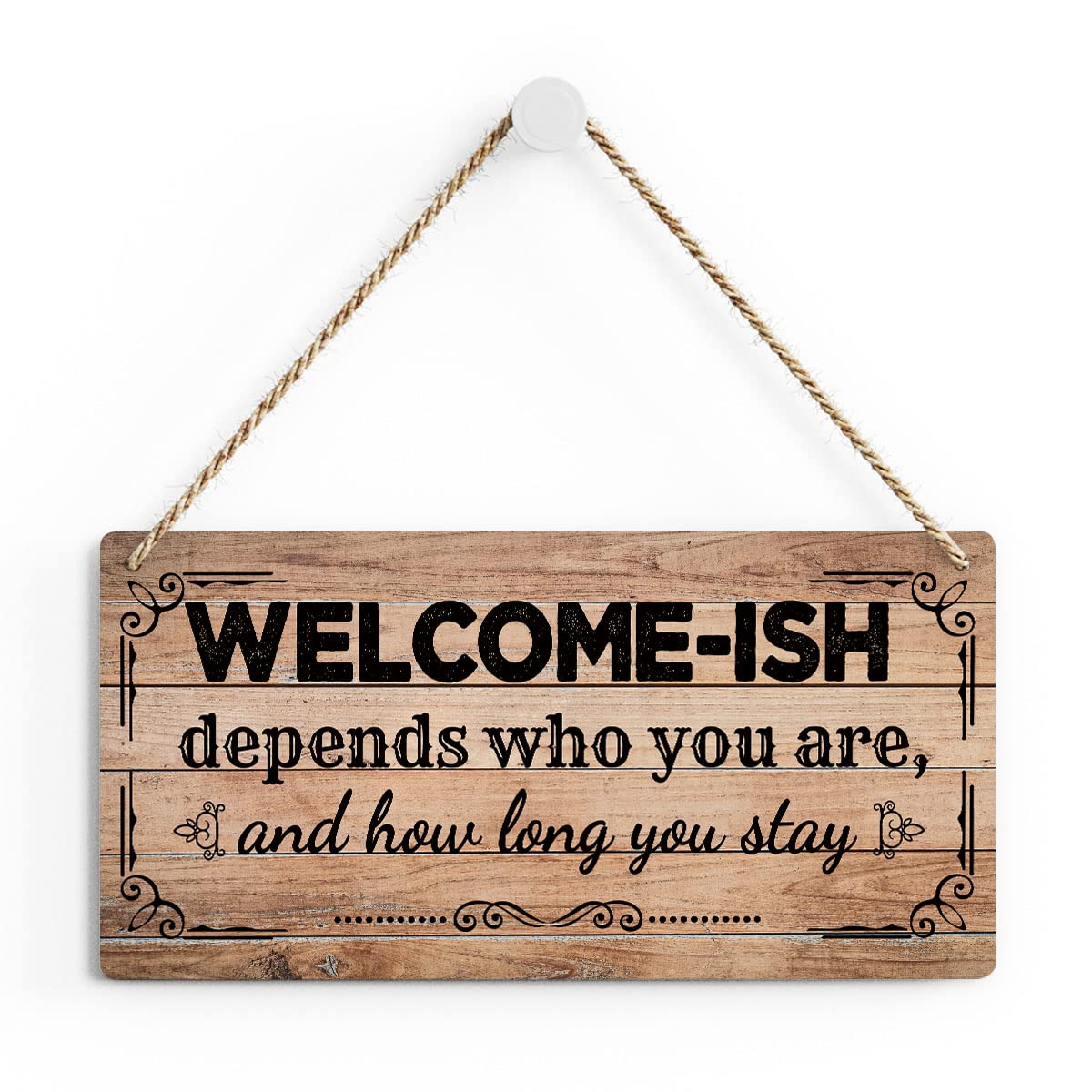 Rustic Welcome Wood Decor Sign, Front Door Printed Wood Sign Wall Art, Hanging Door Sign, Decorative Wood Sign Home Porch Decor 6" x 12"