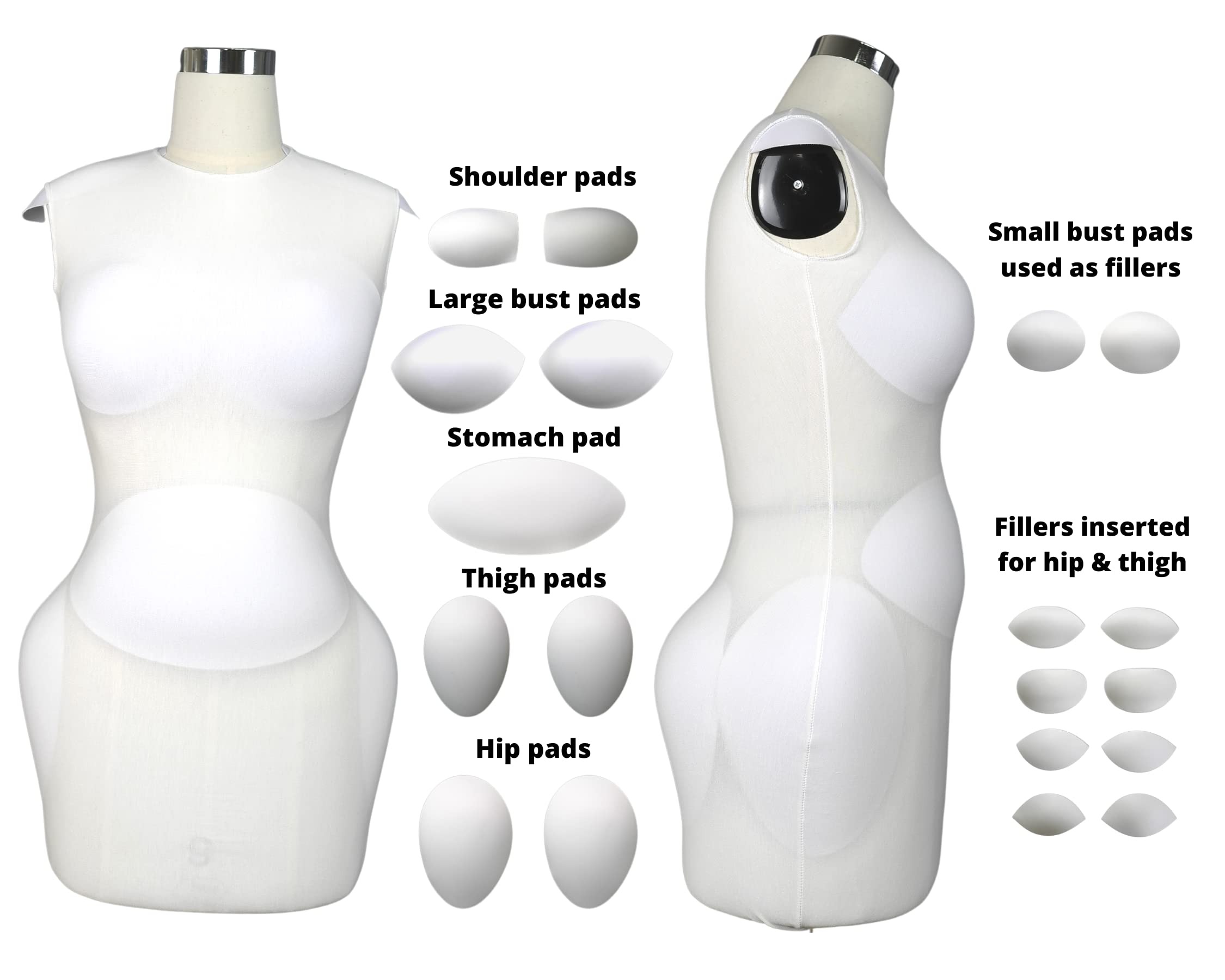 Pro Modular Dress Form Padding Plus Size Kit (24 Pieces) β Adjustable Body Form Padding Set for Sewing and Mannequin β Adult Female Dress Padding β Dress Making and Tailoring Accessories