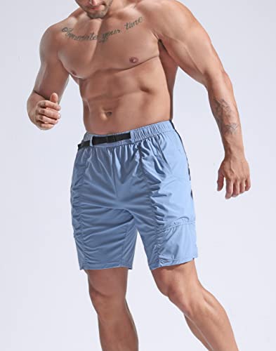 Toritours Mens Atheletic Shorts, Stretch Quick Dry Mens Summer Shorts Lightweight 7 Inch Inseam Casual Golf Hiking Shorts Mist Blue