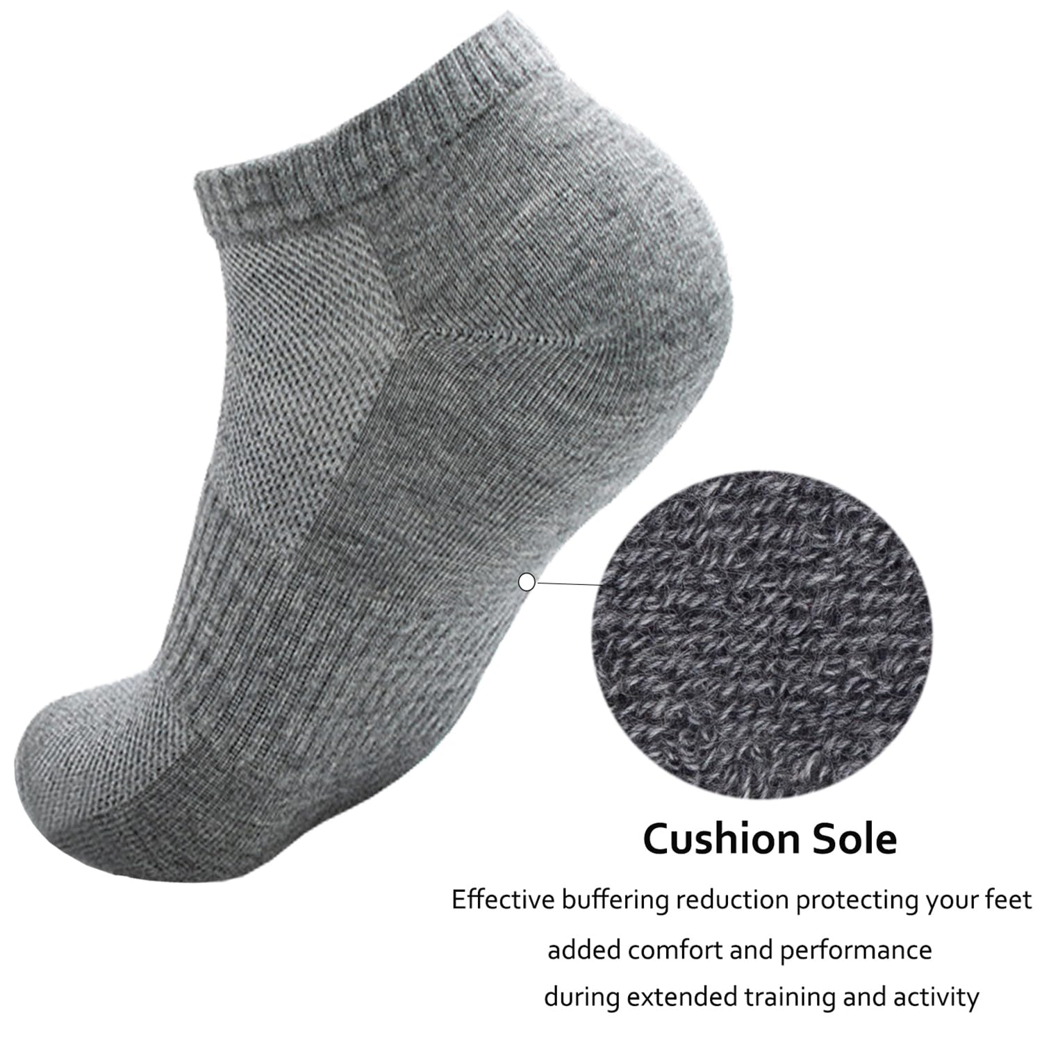 Luriesal Women's Cushioned No Show Socks Athletic Cotton Short Socks Arch Support Mesh Ankle Socks 6 Pairs
