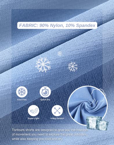 Toritours Mens Atheletic Shorts, Stretch Quick Dry Mens Summer Shorts Lightweight 7 Inch Inseam Casual Golf Hiking Shorts Mist Blue
