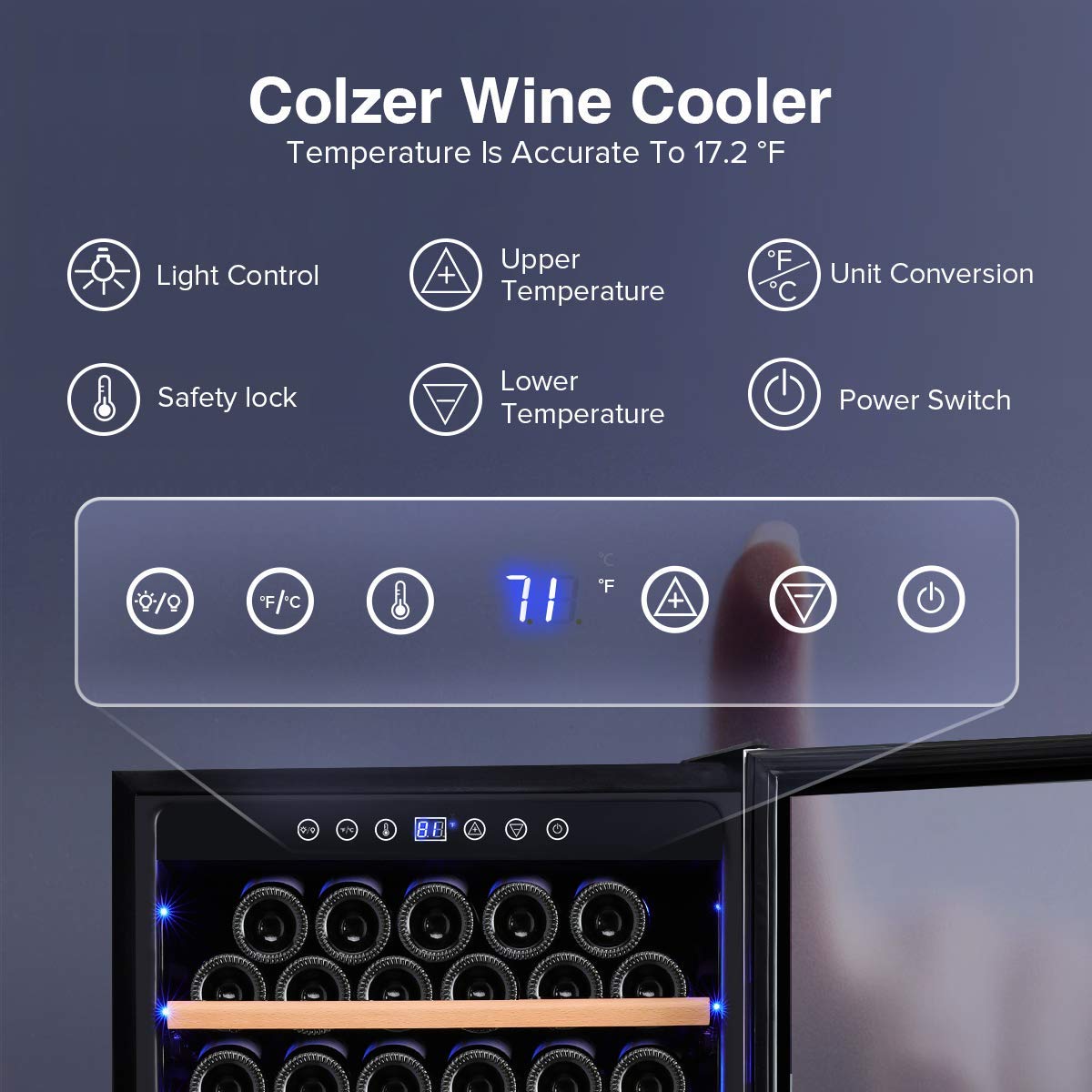 COLZER 24 Inch Wine Cooler Refrigerators,154 Bottle Fast Cooling Low Noise No Fog Wine Fridge with Professional Compressor Stainless Steel,Digital Temperature Control Built-in Freestanding