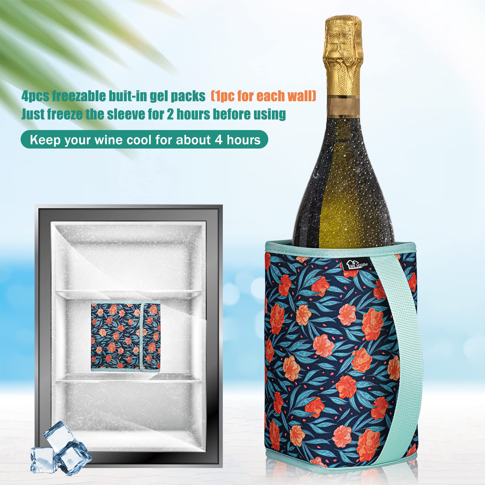WK IEASON Standard Wine Cooler Sleeves Portable Champagne Insulator Sleeve Can Cooler Beer Cooler Cover- Keeps Wine & Champagne Chilled for Hours (Black)