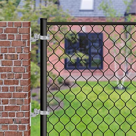 Heavy Duty Wall Mount Gate Hinge | Pipe Gate Hinge 2 Pack Chain Link Fence Gate Hinges Fence Post Chain Link Gate Hinge Pressed Steel Chain Link Fence Frame Hinge Outdoor Gate Hardware (4 Pack)