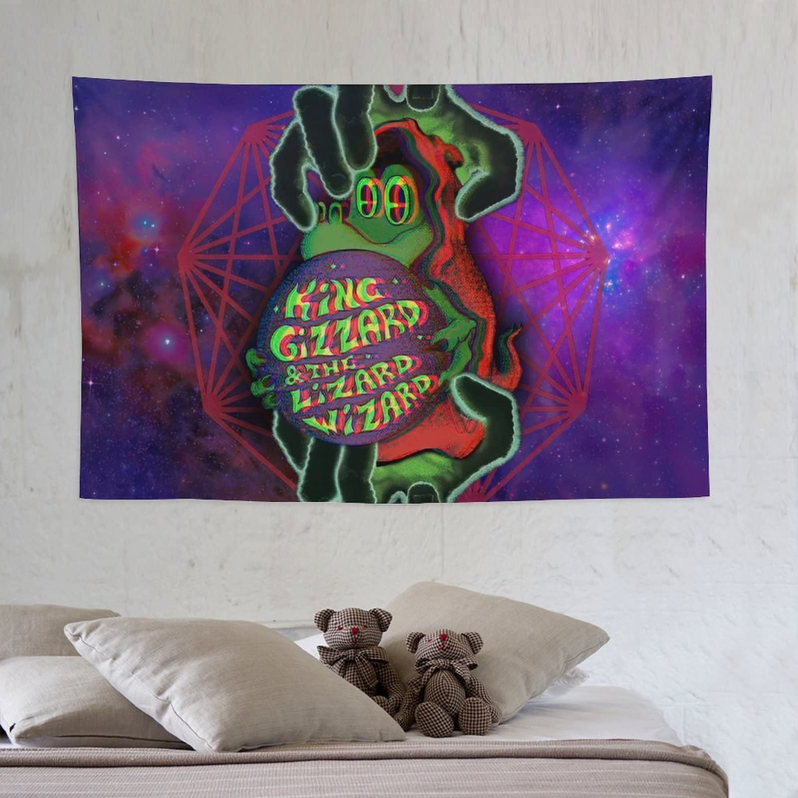 YWVWY King Gizzard And The Lizard Wizard Poster Vinyl Polyester Tapestry Wall Art Print Gift Picture Painting Tapestries Artwork Bedroom Home Decor 40"x60"