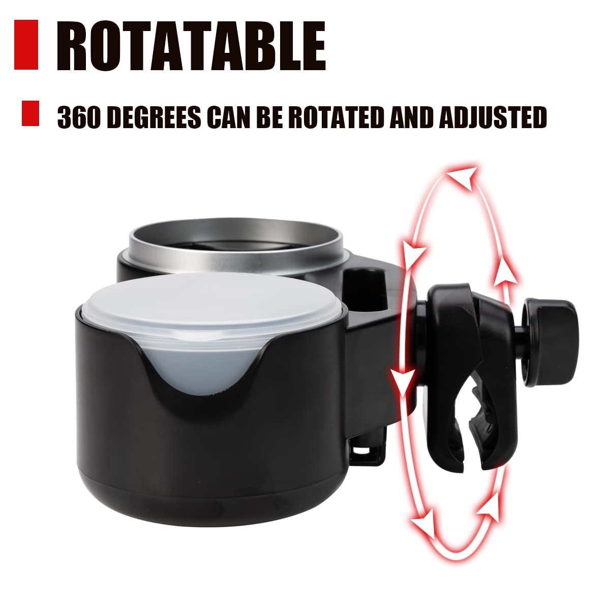 Funbliss Baby Stroller Parent Cup Holders - 4 in 1 Multifunctional Stroller Snack Tray with Phone Holder & Bonus Hooks - Removable Stroller Tray & Drink Holder,
