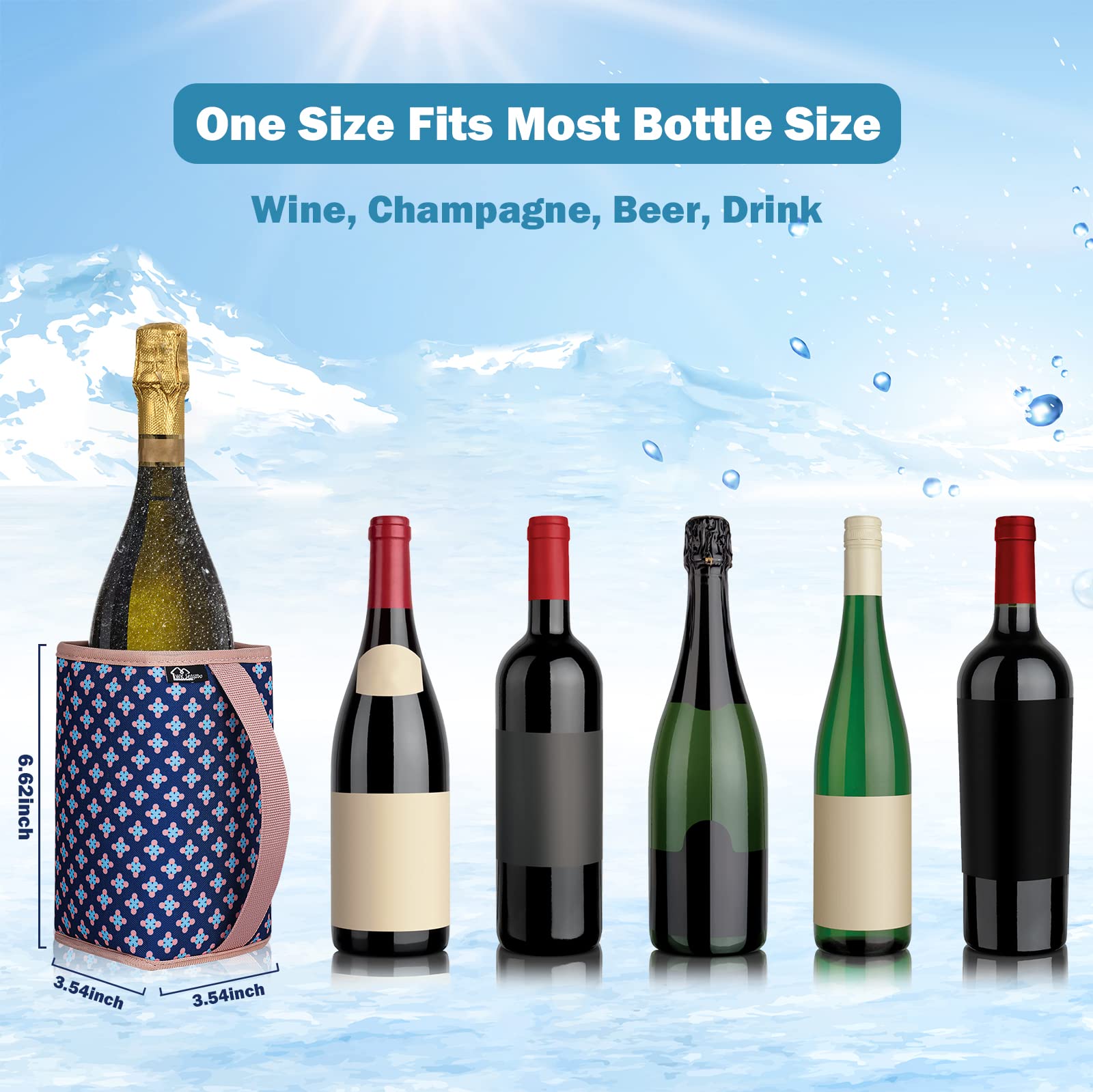 WK IEASON Standard Wine Cooler Sleeves Portable Champagne Insulator Sleeve Can Cooler Beer Cooler Cover- Keeps Wine & Champagne Chilled for Hours (Black)