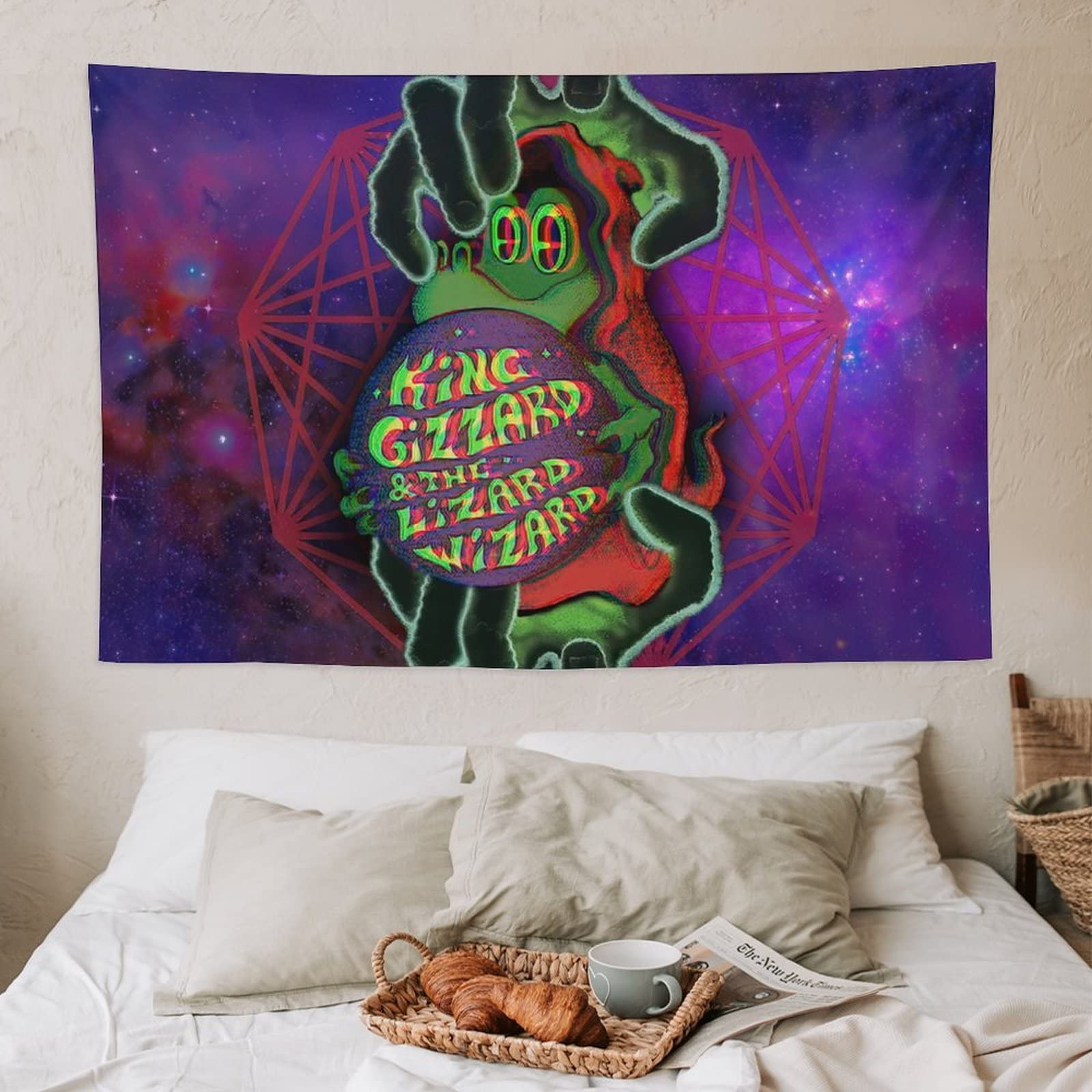 YWVWY King Gizzard And The Lizard Wizard Poster Vinyl Polyester Tapestry Wall Art Print Gift Picture Painting Tapestries Artwork Bedroom Home Decor 40"x60"